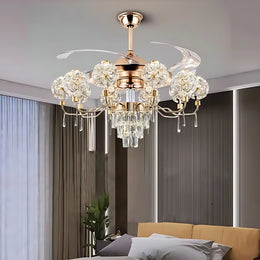 Remote Control LED Chandelier Fan For Living Room - Elegant